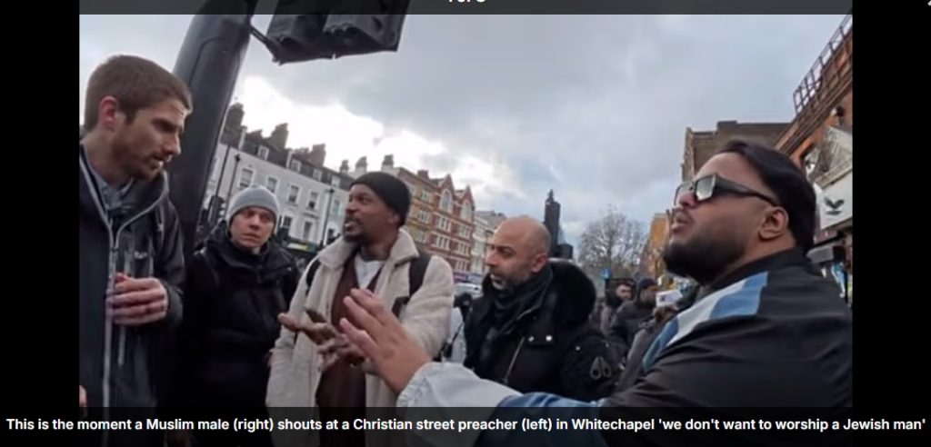 Moment Muslim man shouts ‘we don’t want to worship a Jewish man’ at ...